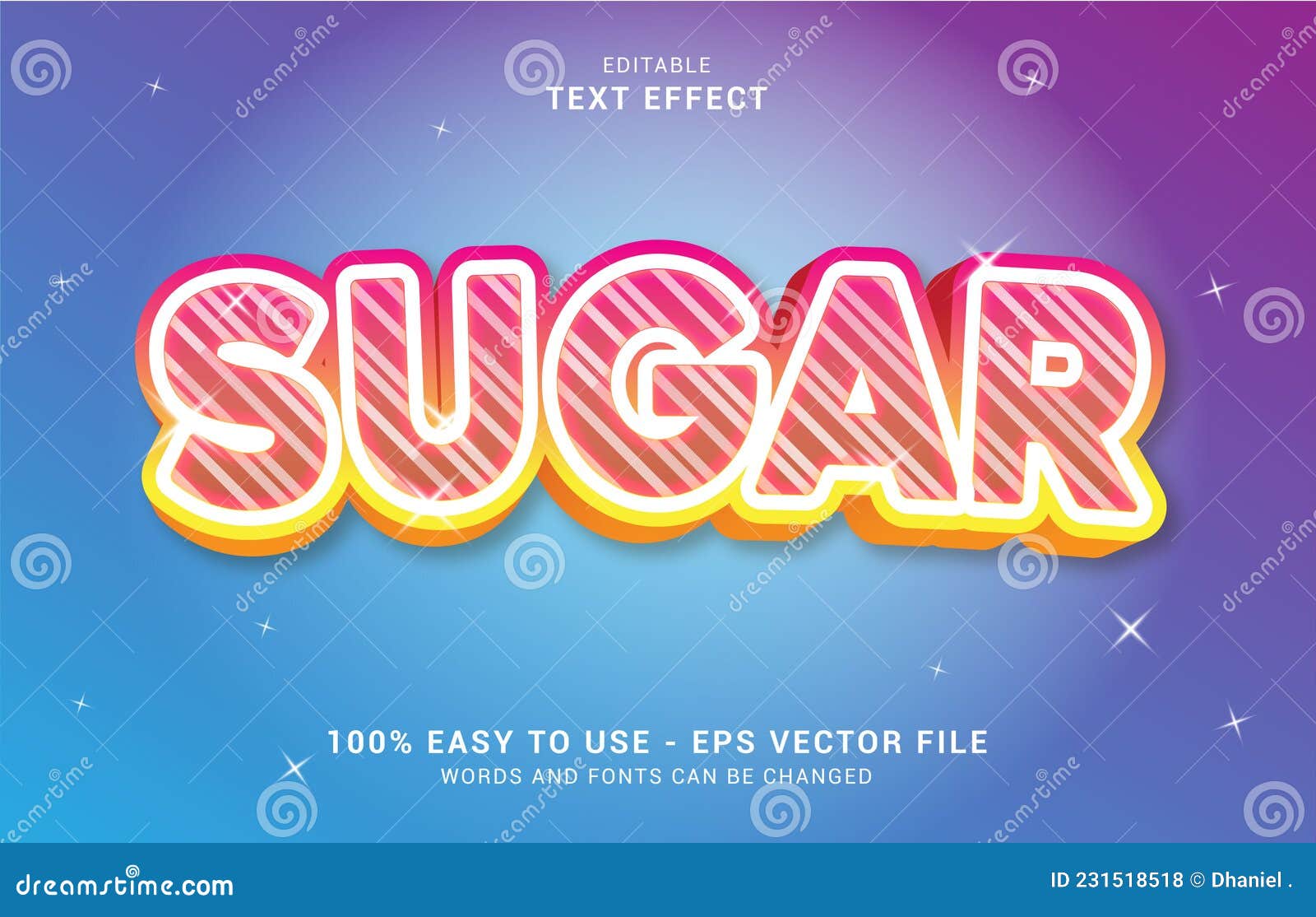 Editable Text Effect, Sweet Sugar Style Stock Vector - Illustration of ...