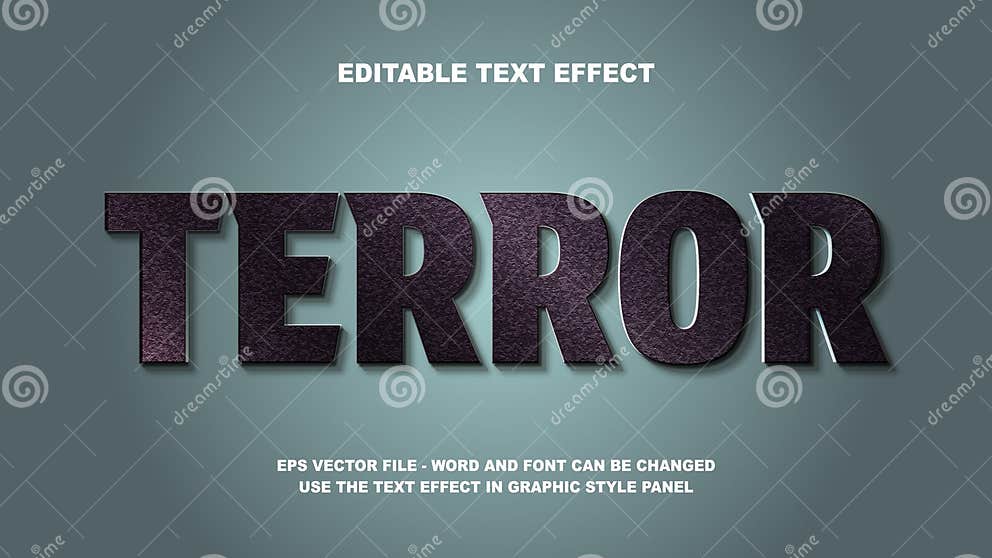 Editable Text Effect Terror 3D Vector Template Stock Vector - Illustration of typography ...