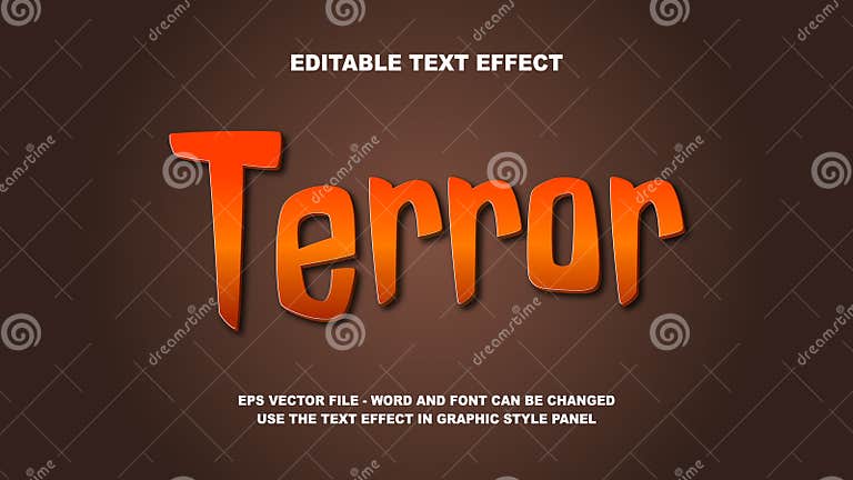 Editable Text Effect Terror 3D Vector Template Stock Vector - Illustration of typography, luxury ...