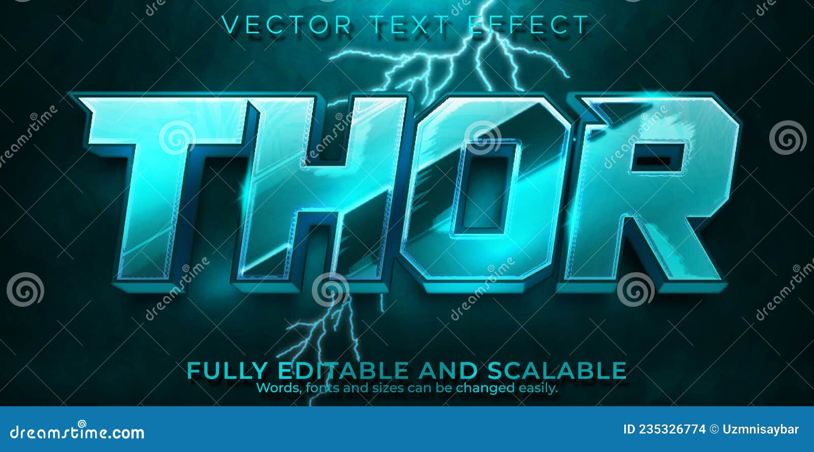 Editable Text Effect Thor, 3d Viking and Nordic Font Style Stock Vector ...
