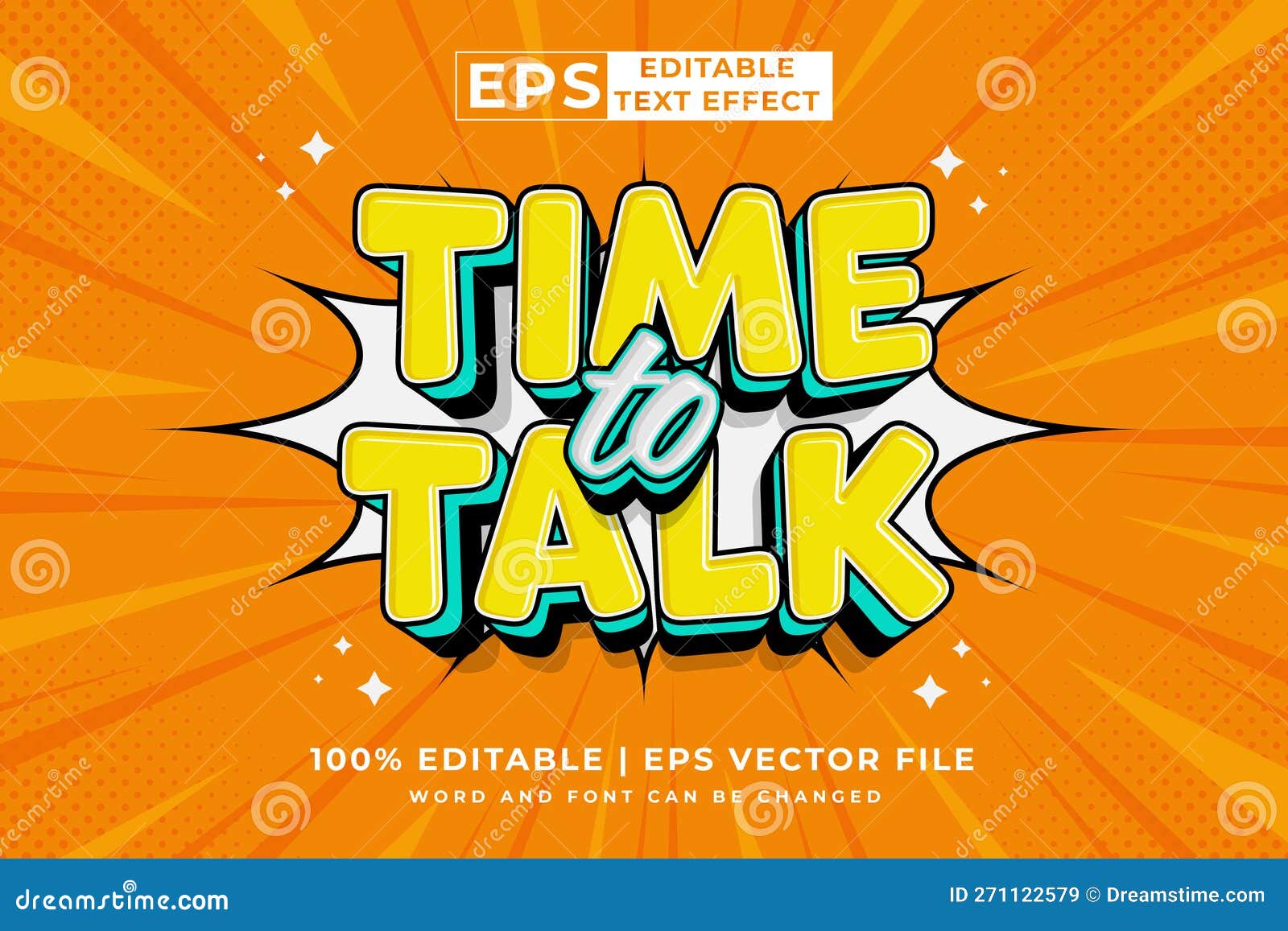 Editable Text Effect Time To Talk Comic 3d Cartoon Style Premium Vector ...
