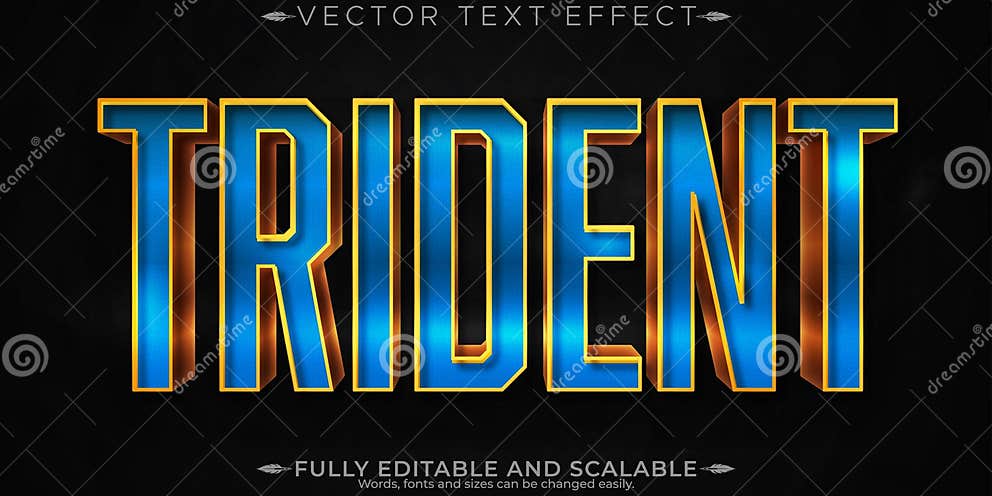 Editable Text Effect Trident, 3d Water and Ocean Font Style Stock ...