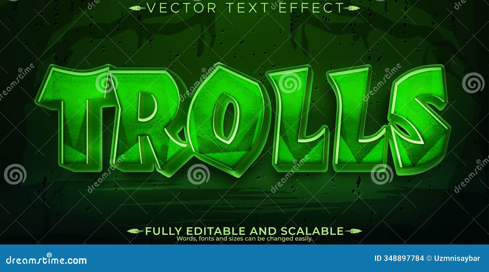 Editable Text Effect Trolls, 3d Cartoon and Comic Font Style Stock ...