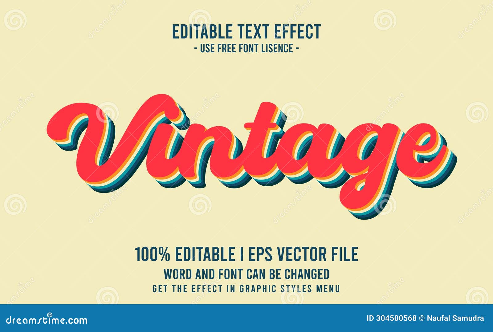 Editable Text Effect - Vintage Style Template Premium Vector. Stock ...