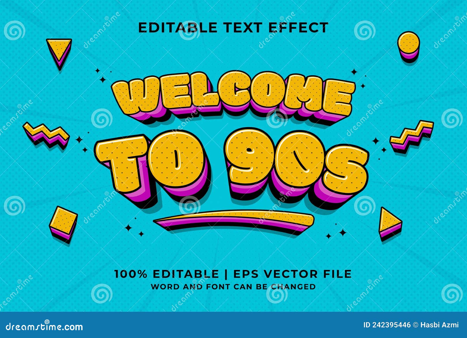Editable Text Effect Welcome To 90s 3d Traditional Cartoon Template Style Premium Vector Stock ...