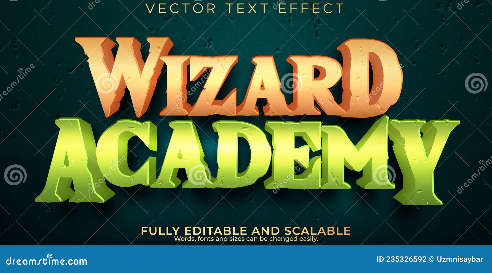 Editable Text Effect Wizard, 3d Magic and Cartoon Font Style Stock ...