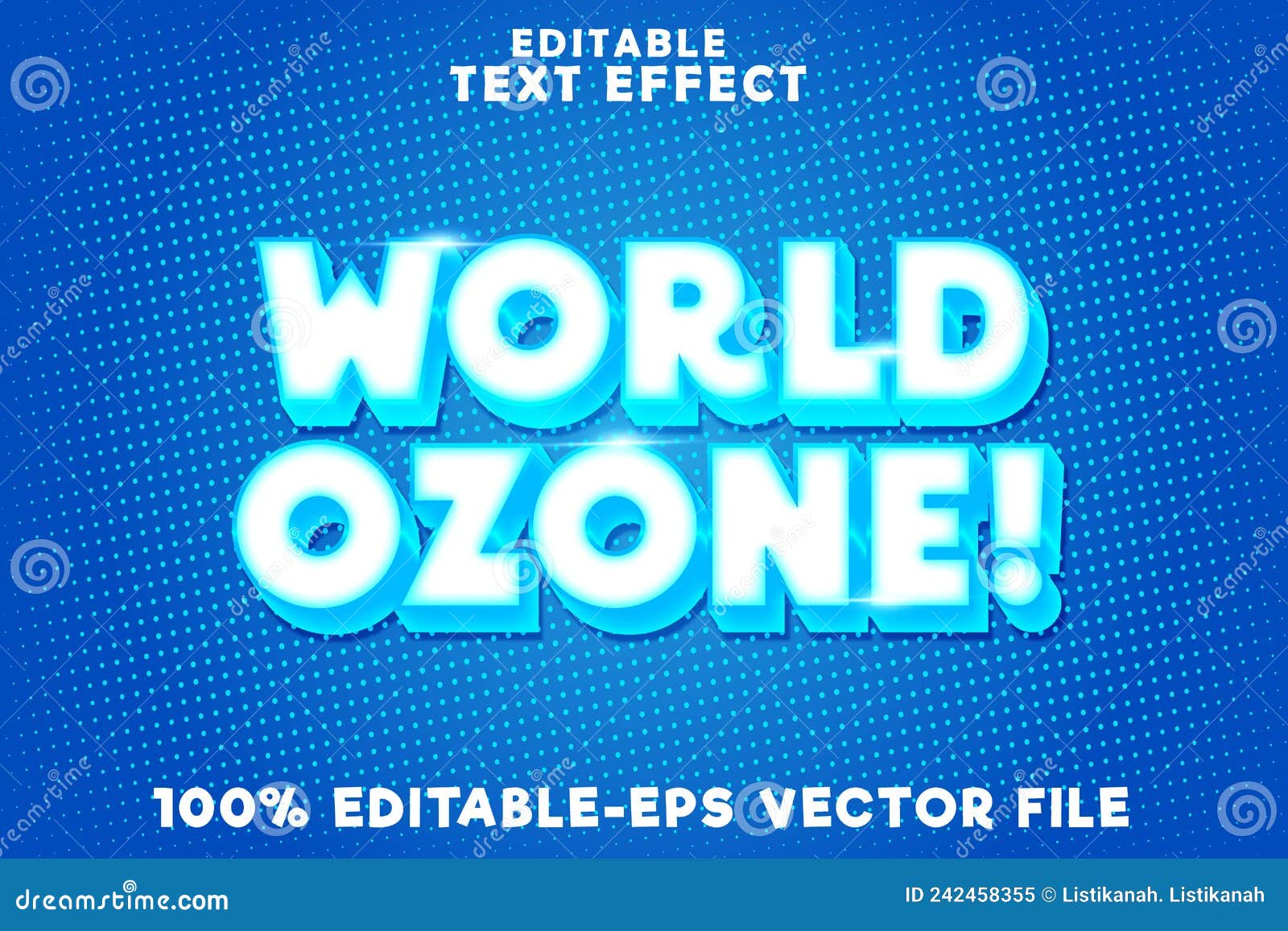 Editable Text Effect World Ozone with Blue Modern Luxury Stock Vector ...