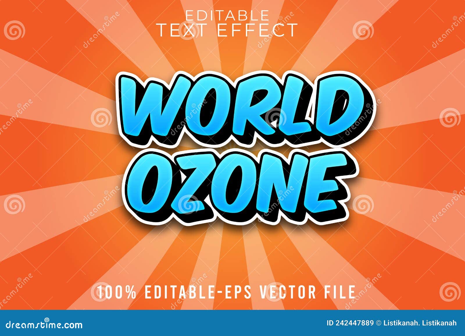 Editable Text Effect World Ozone with Comic Style Stock Vector ...