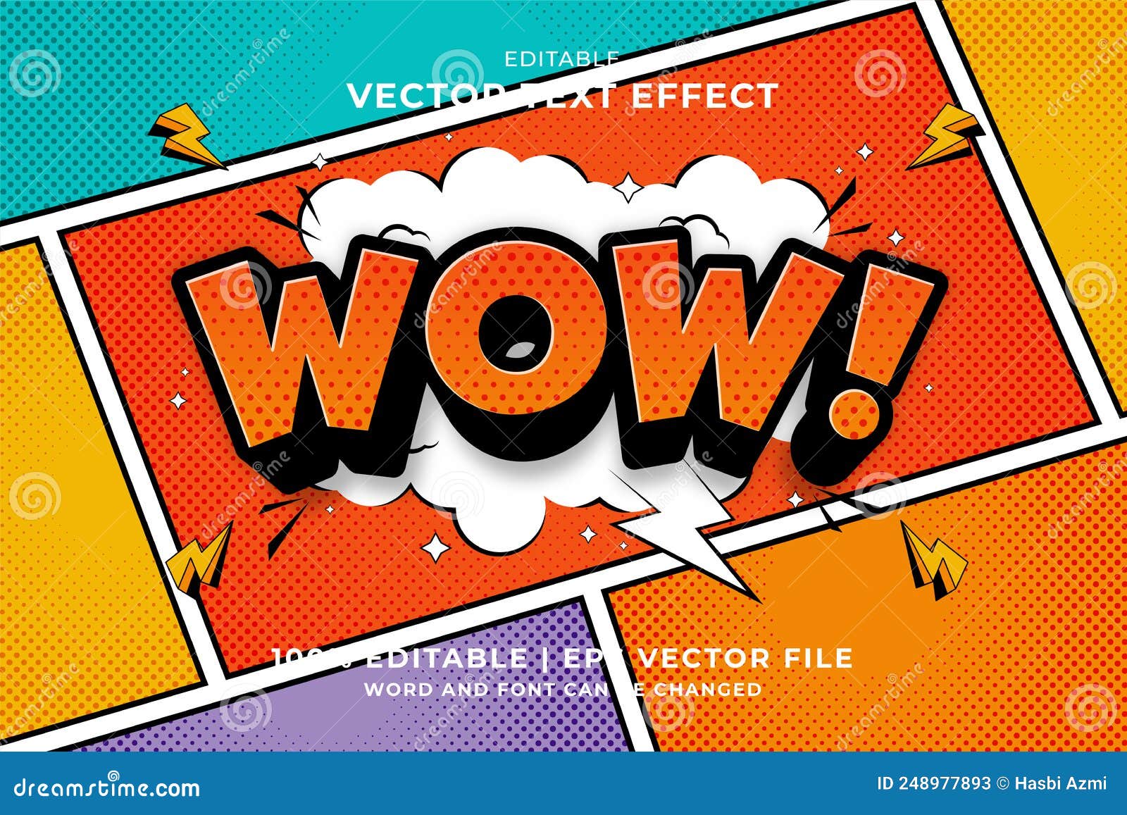 Editable Text Effect Wow 3d Cartoon Comic Style Premium Vector Stock ...