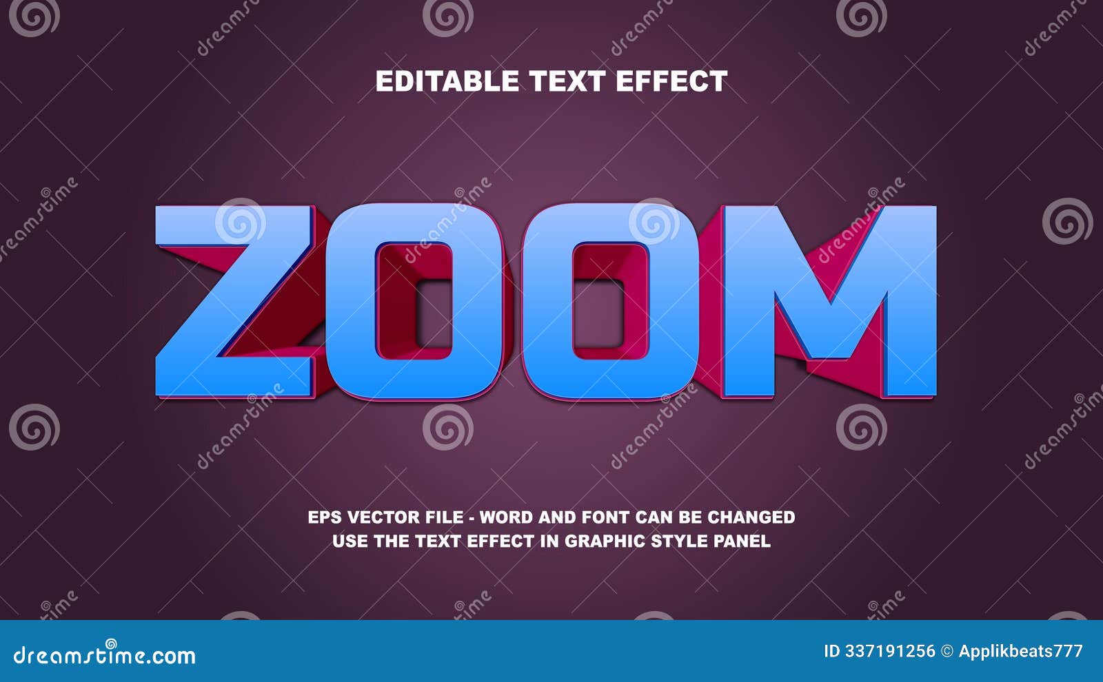 Editable Text Effect Zoom 3D Vector Template Stock Vector ...