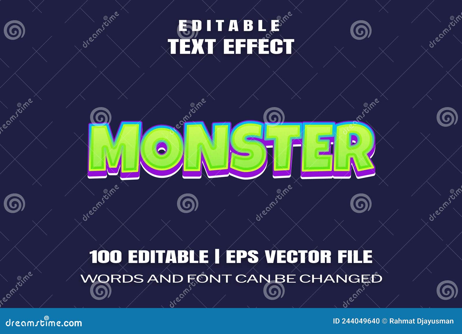 Text effects Monster stock vector. Illustration of game - 244049640