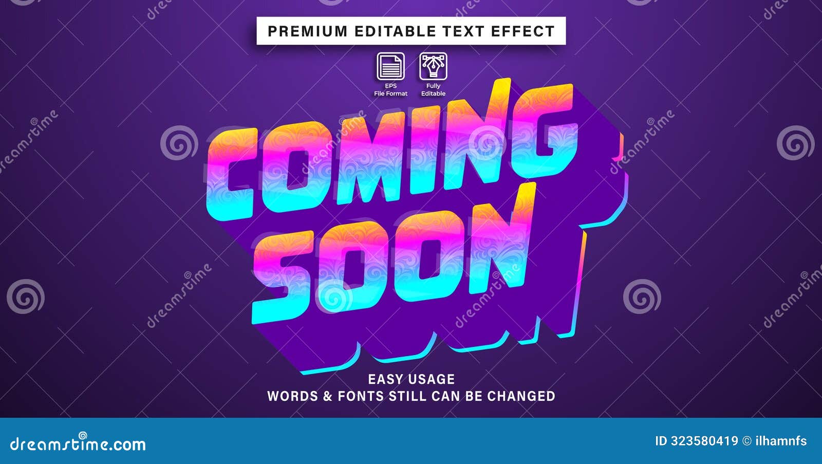 Editable Text or Font Effect Coming Soon Stock Vector - Illustration of style, abstract: 323580419
