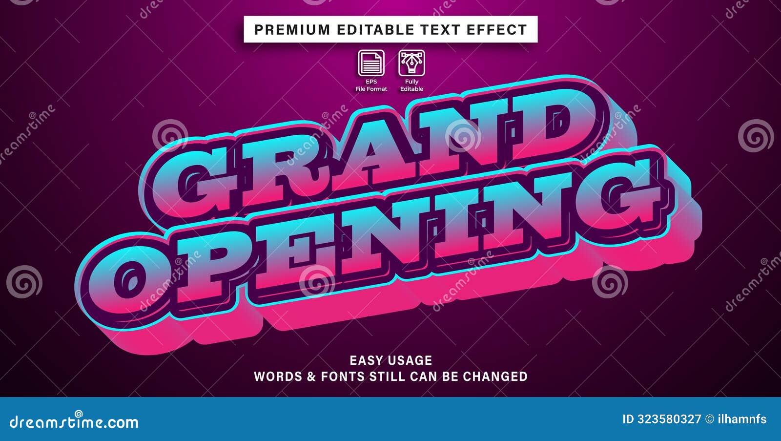 Editable Text or Font Effect Grand Opening Stock Vector - Illustration ...