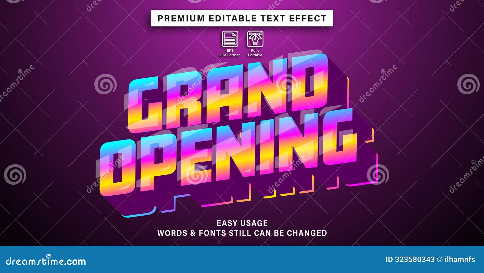 Editable Text or Font Effect Grand Opening Stock Vector - Illustration ...