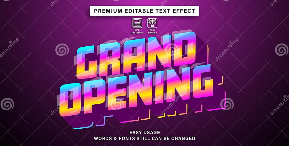 Editable Text or Font Effect Grand Opening Stock Vector - Illustration ...
