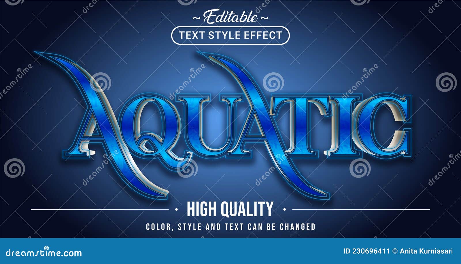 Editable Text Style Effect - Aquatic Text Style Theme Stock Vector ...
