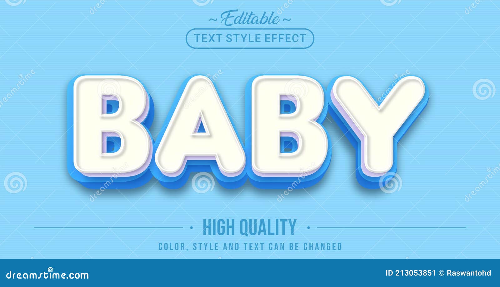 Editable Text Style Effect - Baby with Blue Outline Text Style Theme ...