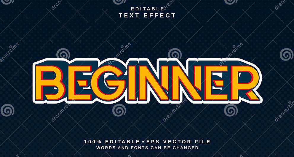 Editable Text Style Effect - Beginner Text Style Theme Stock Vector ...