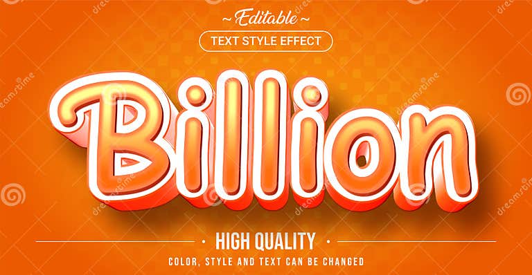Editable Text Style Effect - Billion Theme Style Stock Vector ...