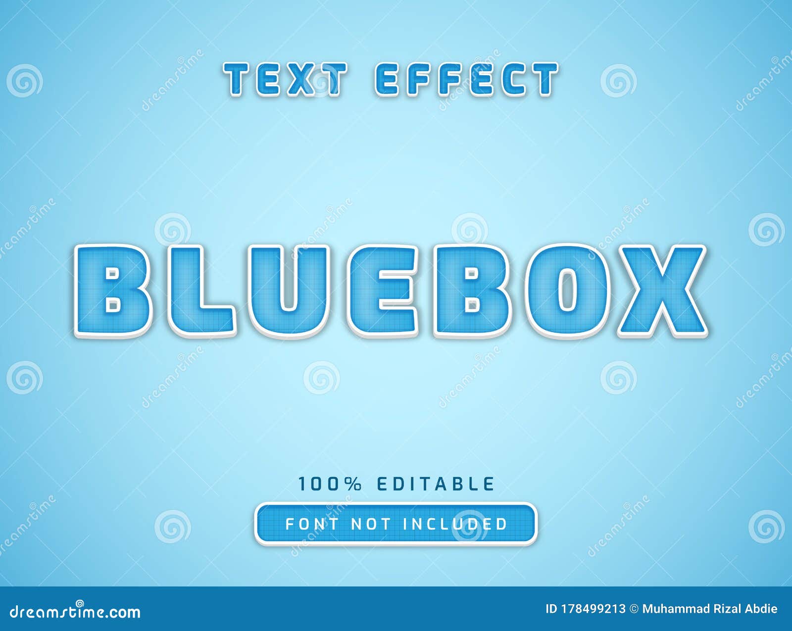 Editable Text Style Effect Blue Box with Square Line Pattern Stock ...