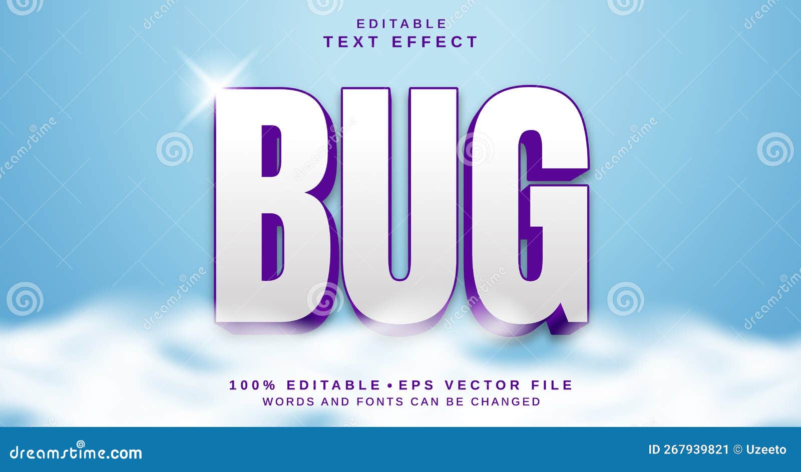 Editable Text Style Effect - BUG Text Style Theme Stock Vector ...