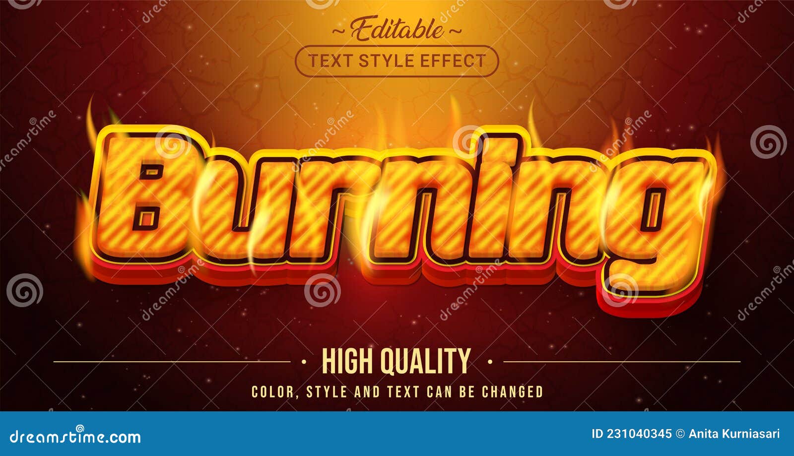 Editable Text Style Effect - Burning Fire Text Style Theme Stock Vector ...