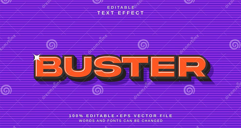 Editable Text Style Effect - Buster Text Style Theme Stock Vector ...