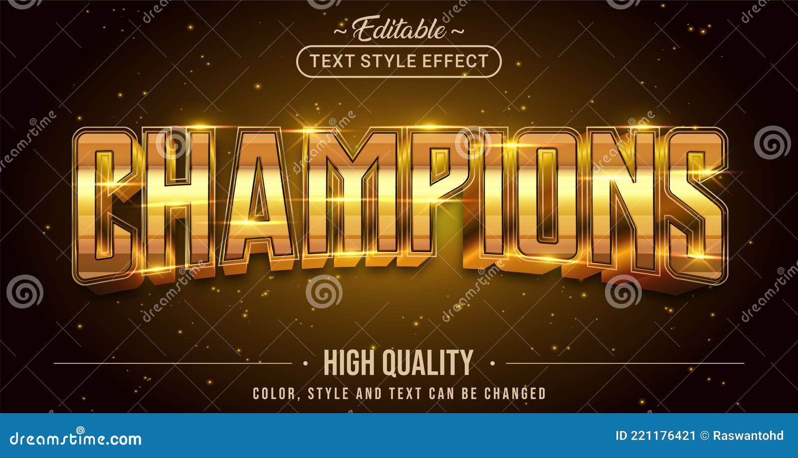 Editable Text Style Effect - Champions Text Style Theme Stock Vector ...