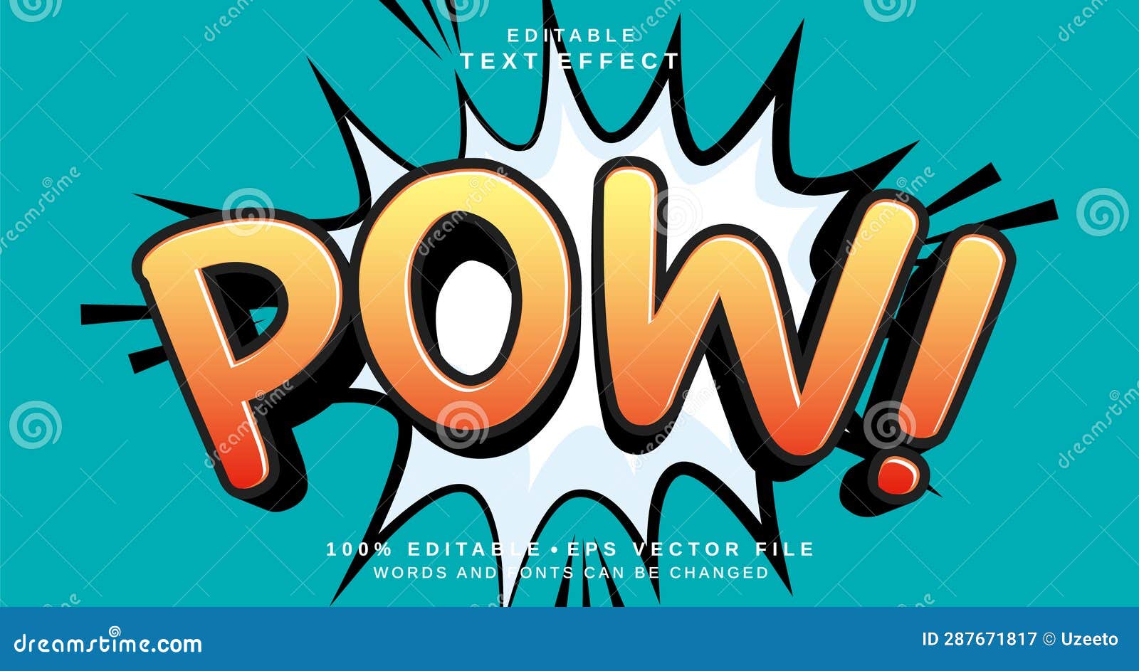 Editable Text Style Effect - Comic Pow Text Style Theme Stock ...