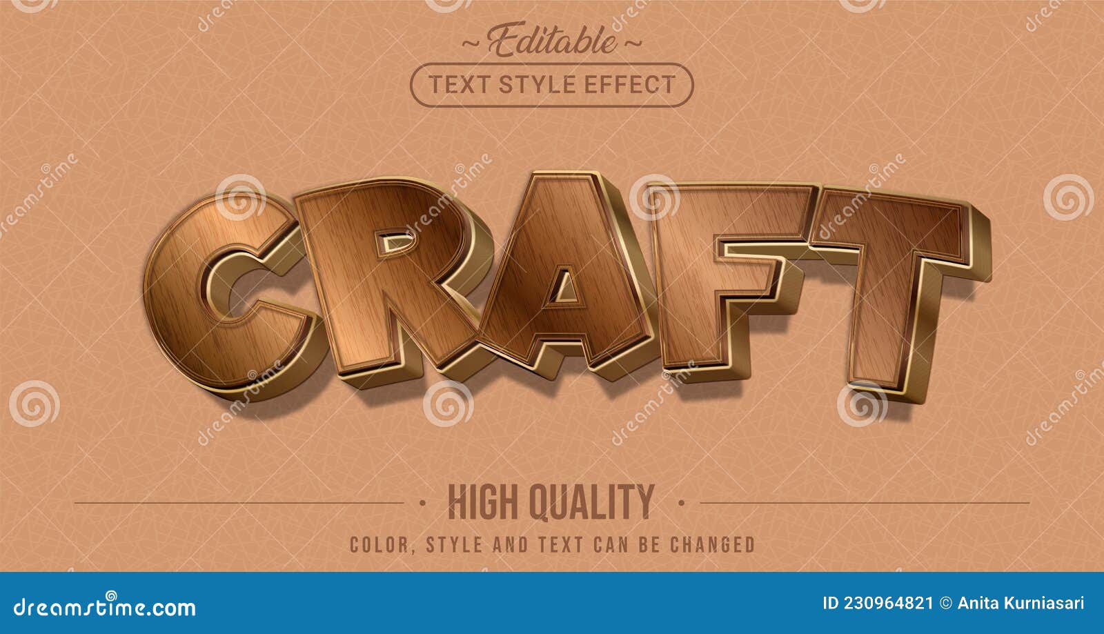 Editable Text Style Effect - Craft Text Style Theme Stock Vector ...