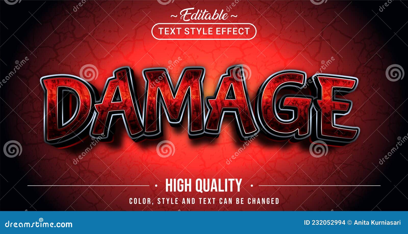 Editable Text Style Effect - Damage Text Style Theme Stock Vector ...
