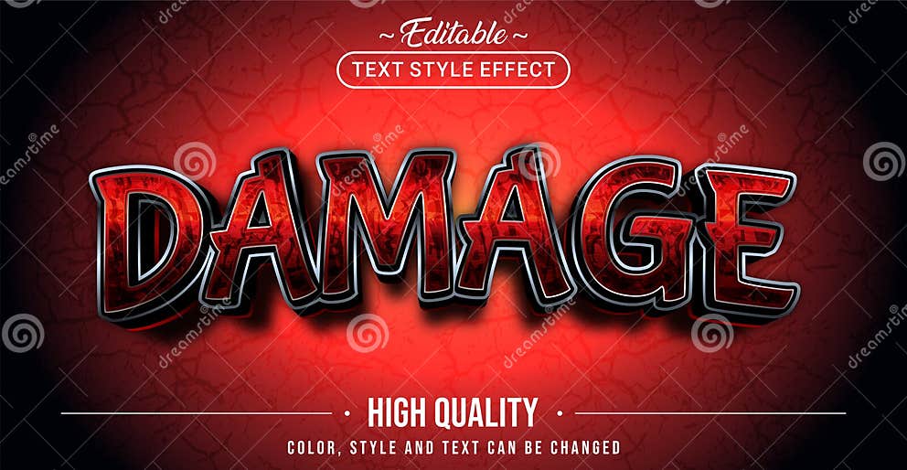 Editable Text Style Effect - Damage Text Style Theme Stock Vector ...