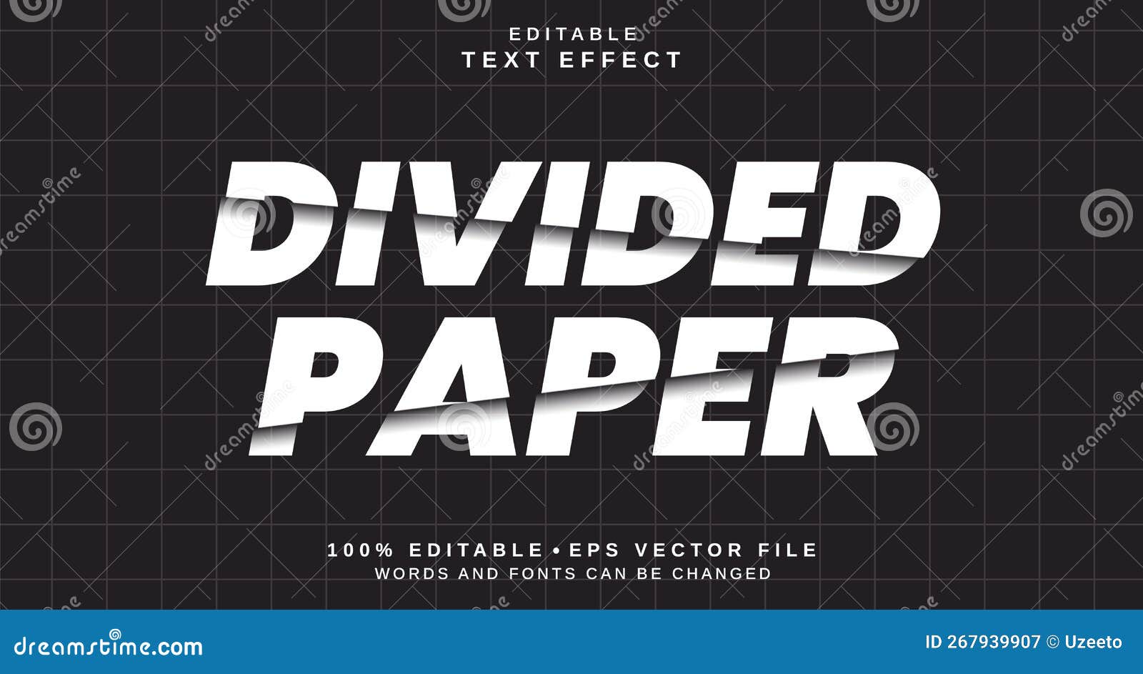 Editable Text Style Effect - Divided Paper Text Style Theme Stock ...