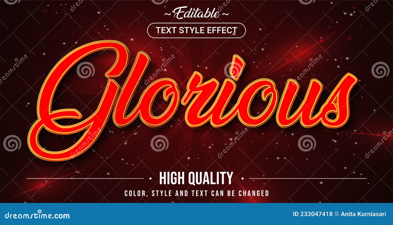 Glorious Text Style With 3D Effect. Editable Gold Text Effect Cartoon ...