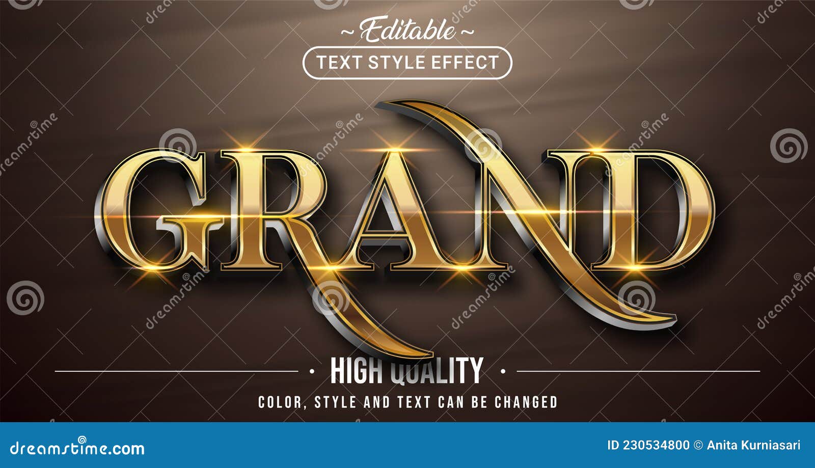 Editable Text Style Effect - Grand Text Style Theme Stock Vector ...
