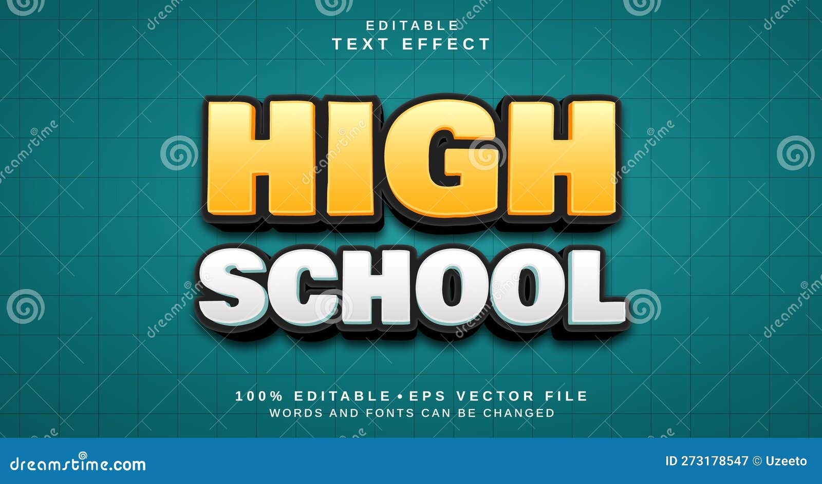 Editable Text Style Effect - High School Text Style Theme Stock Vector ...