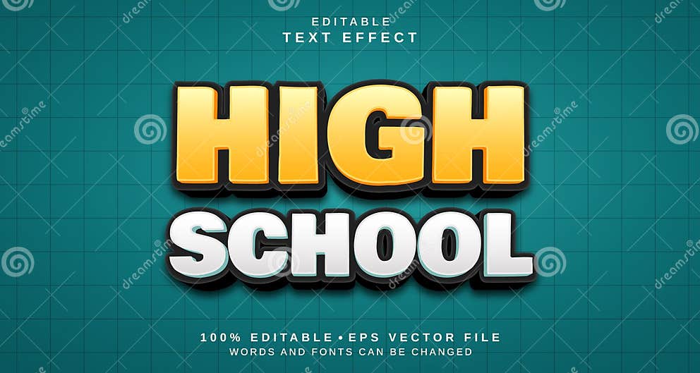 Editable Text Style Effect - High School Text Style Theme Stock Vector ...