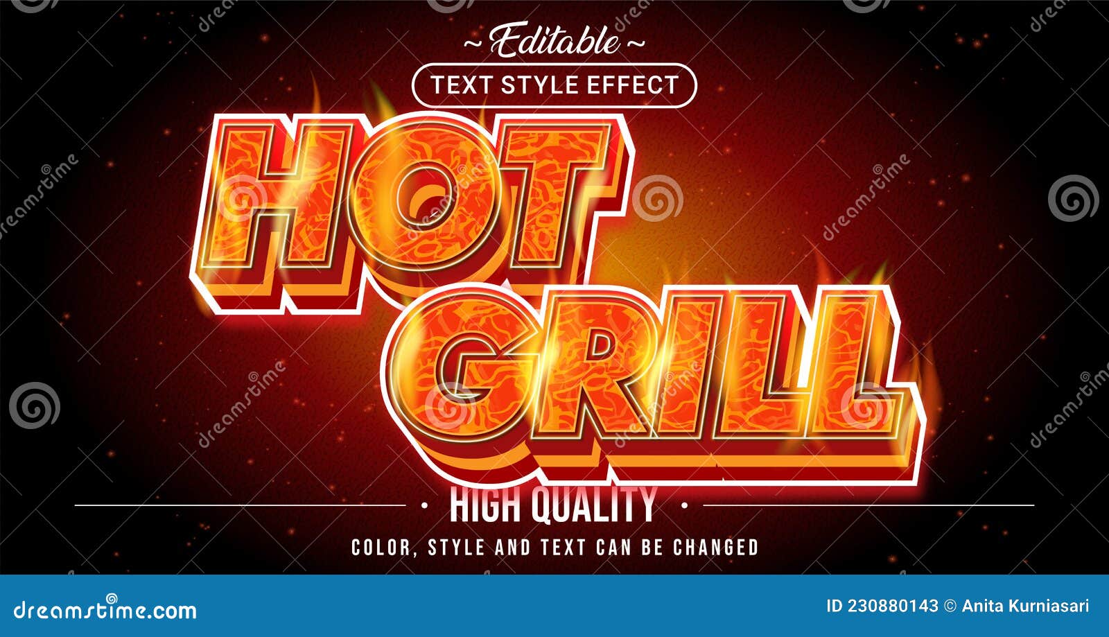 Editable Text Style Effect - Hot Grill Text Style Theme Stock Vector ...