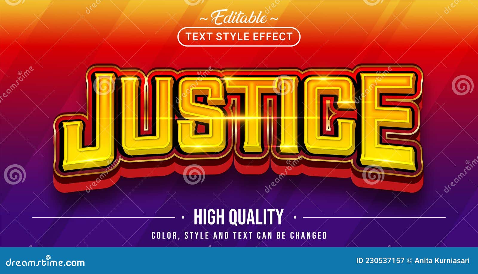 Editable Text Style Effect - Justice Text Style Theme Stock Vector ...
