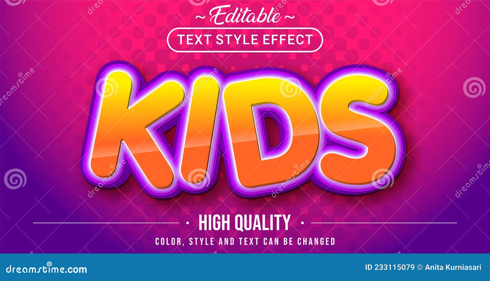 Editable Text Style Effect - Kids Theme Style Stock Vector ...