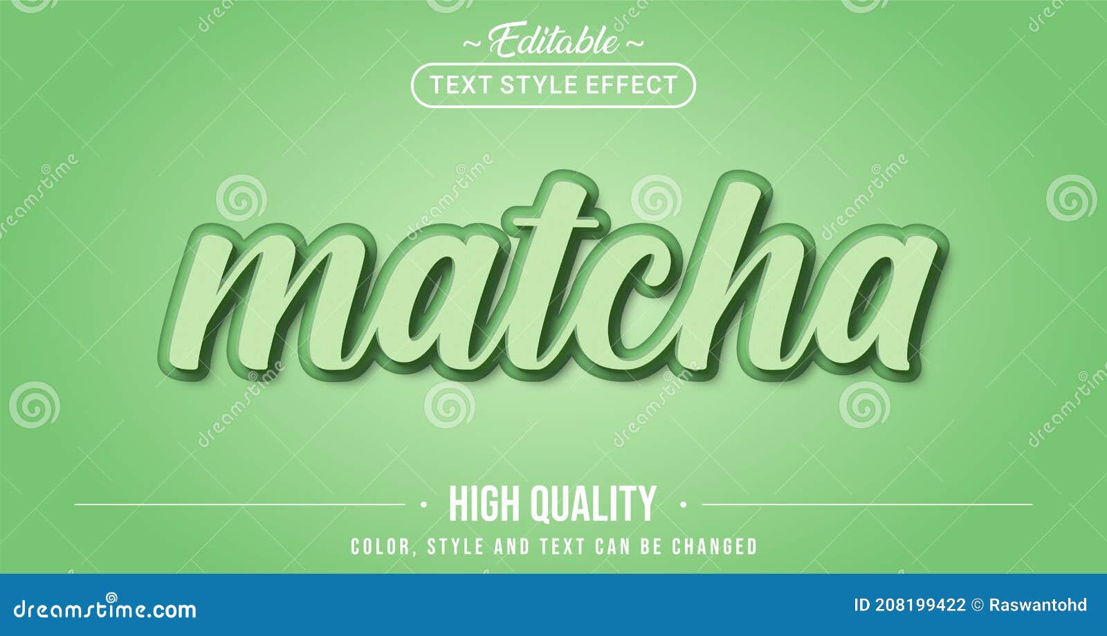 Editable Text Style Effect - Matcha Text Style Theme Stock Vector ...