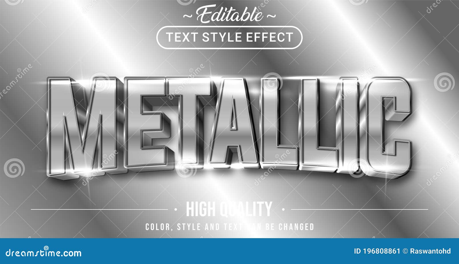 Editable Text Style Effect - Metallic Theme Style Stock Vector ...