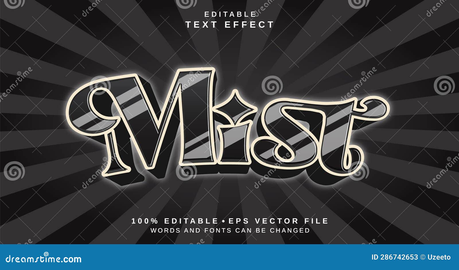 Editable Text Style Effect - Mist Text Style Theme Stock Vector ...