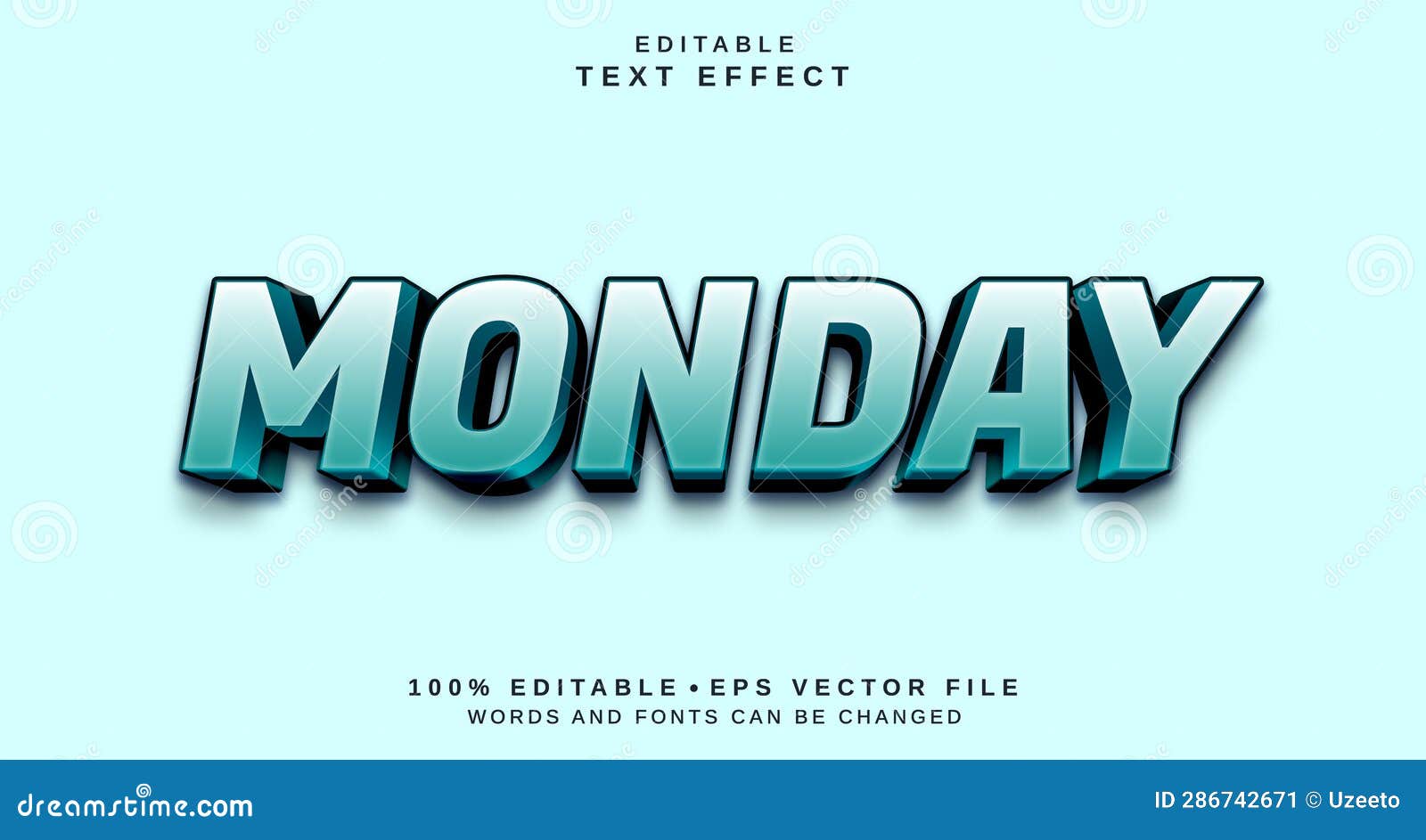 Editable Text Style Effect - Monday Text Style Theme Stock Vector ...