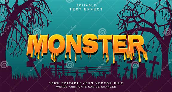 Editable Text Style Effect - Monster Text Style Theme Stock Vector ...