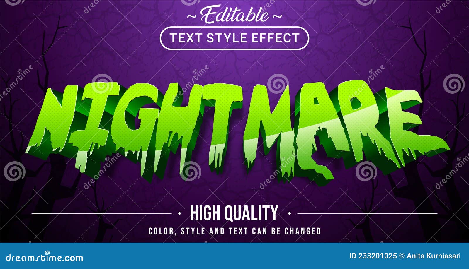 Editable Text Style Effect - Nightmare Theme Style Stock Vector ...