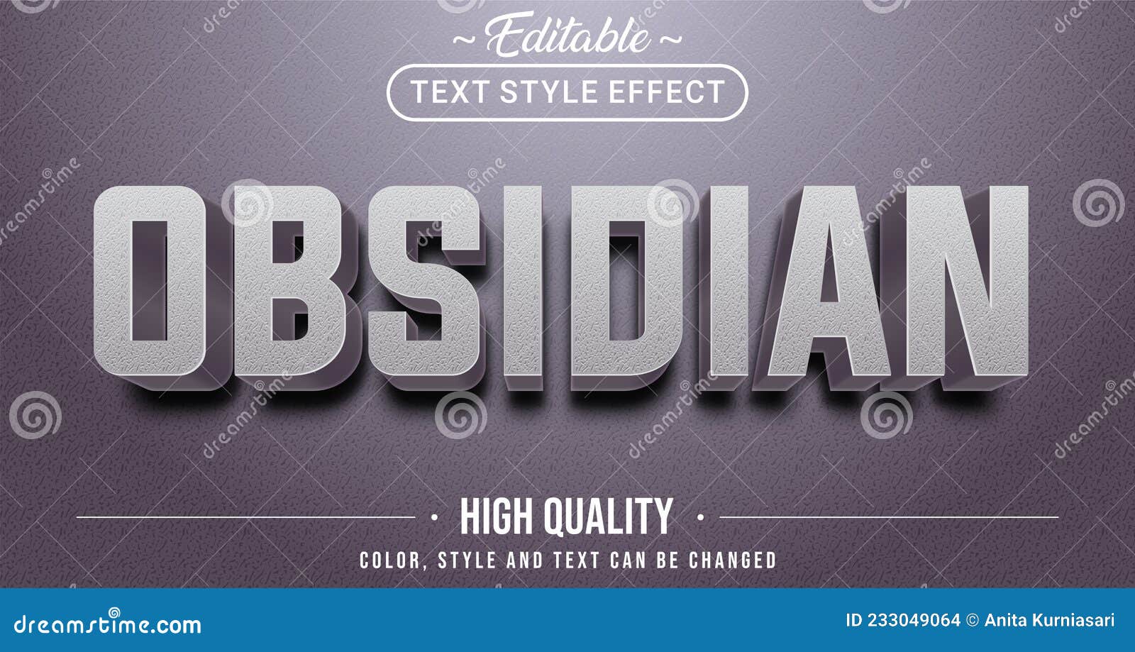 Editable Text Style Effect - Obsidian Theme Style Stock Vector ...
