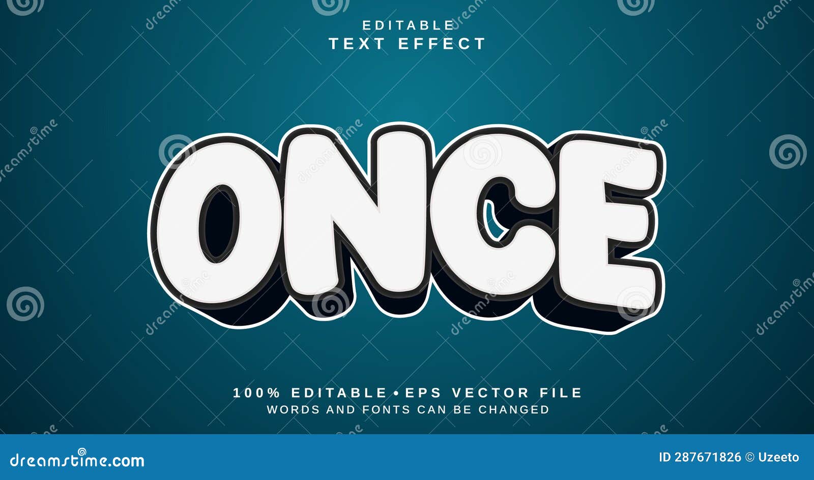 Editable Text Style Effect - Once Text Style Theme Stock Illustration ...