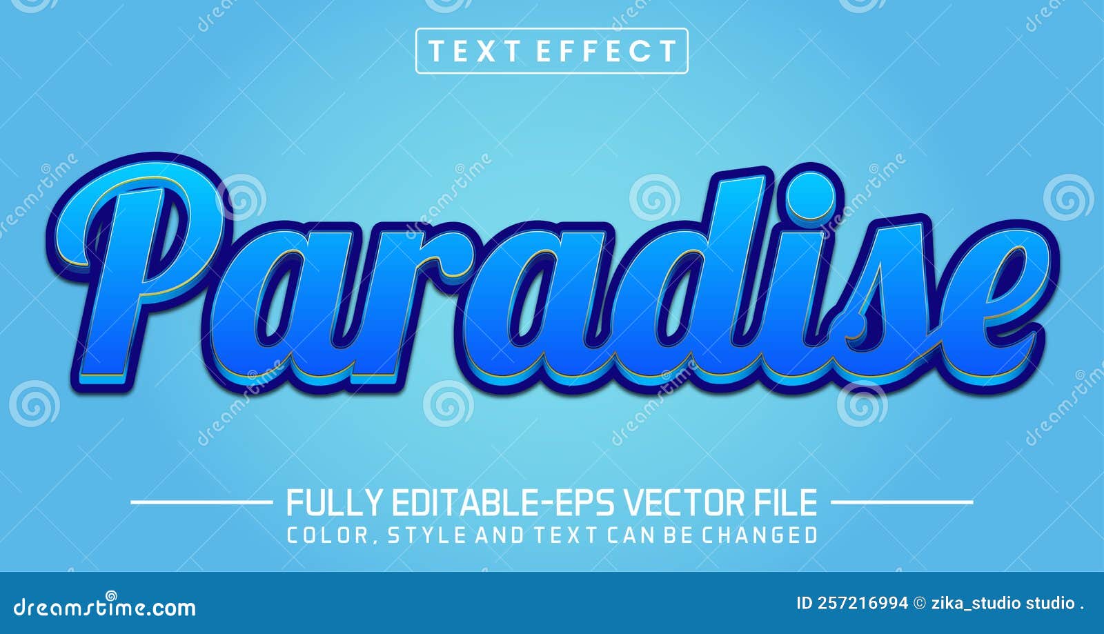Editable Text Style Effect - Paradise Text Style Theme Stock Vector ...