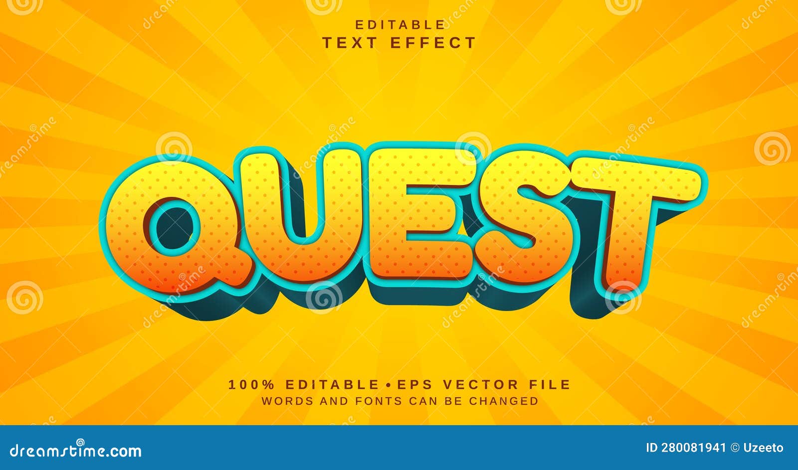Editable Text Style Effect - Quest Text Style Theme Stock Vector ...